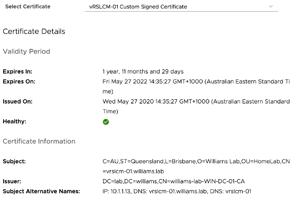 How To Replace Vrealize Suite Lifecycle Manager 81 Self Signed Certificate With A Certificate